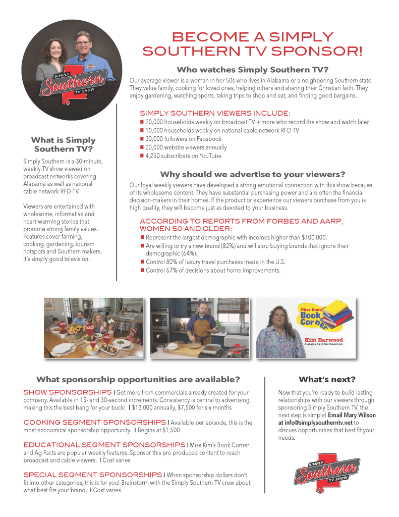 Become A Sponsor – Simply Southern TV